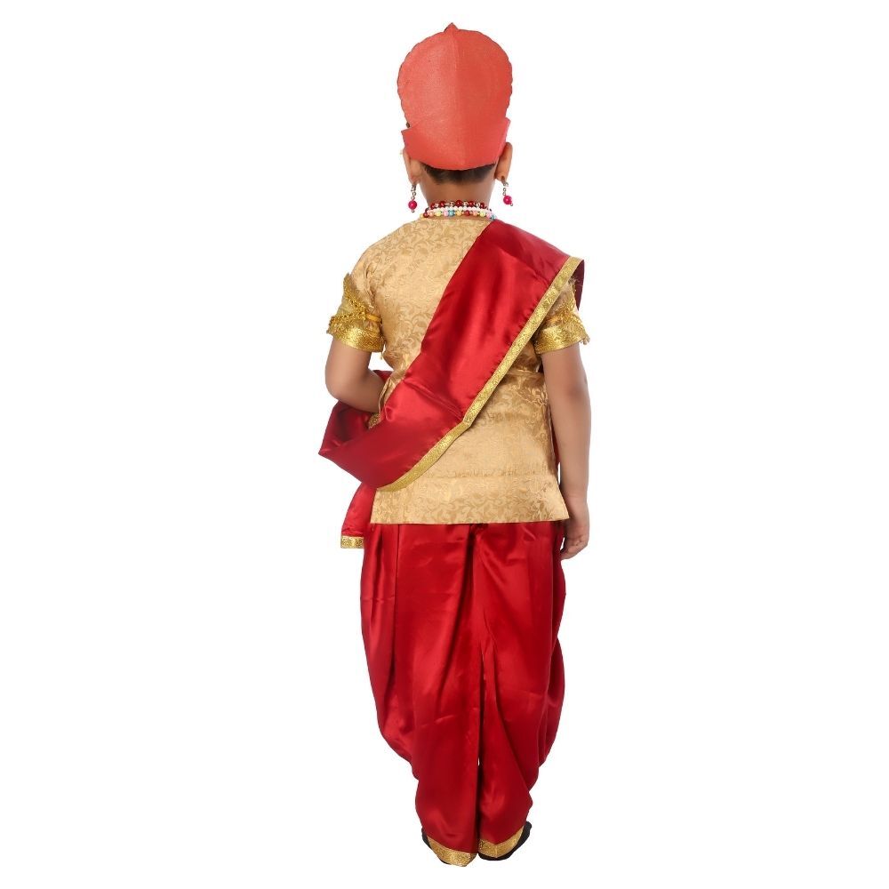 Hindu King Fancy Dress for Boys – Red & Golden Indian Mythology CostumeSet