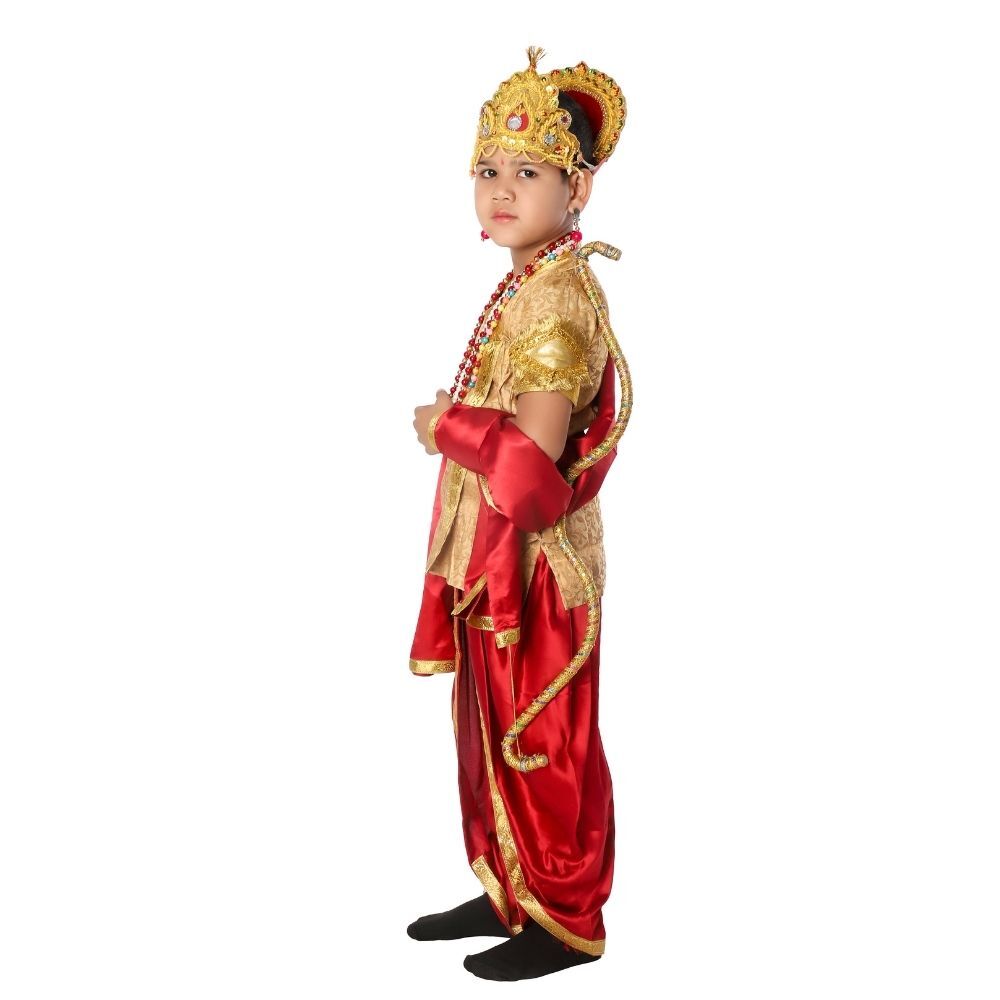 Hindu King Fancy Dress for Boys – Red & Golden Indian Mythology CostumeSet