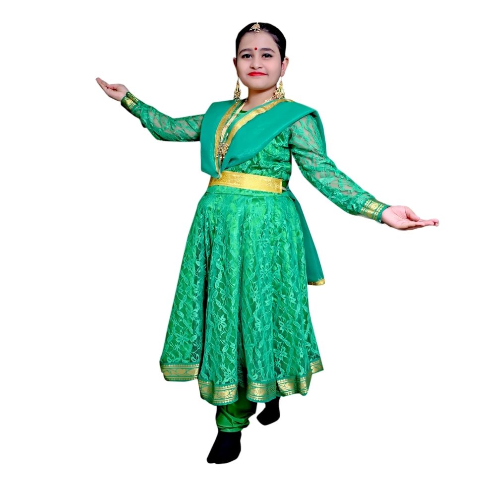 Buy Kathak Dance Dress Anarkali Green for Girls & Women – Classical ...