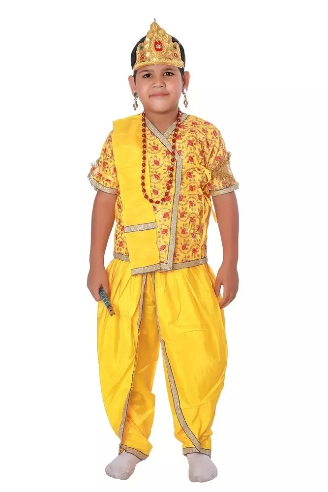 Lord Krishna Fancy Dress Costume Yellow | Kids Set