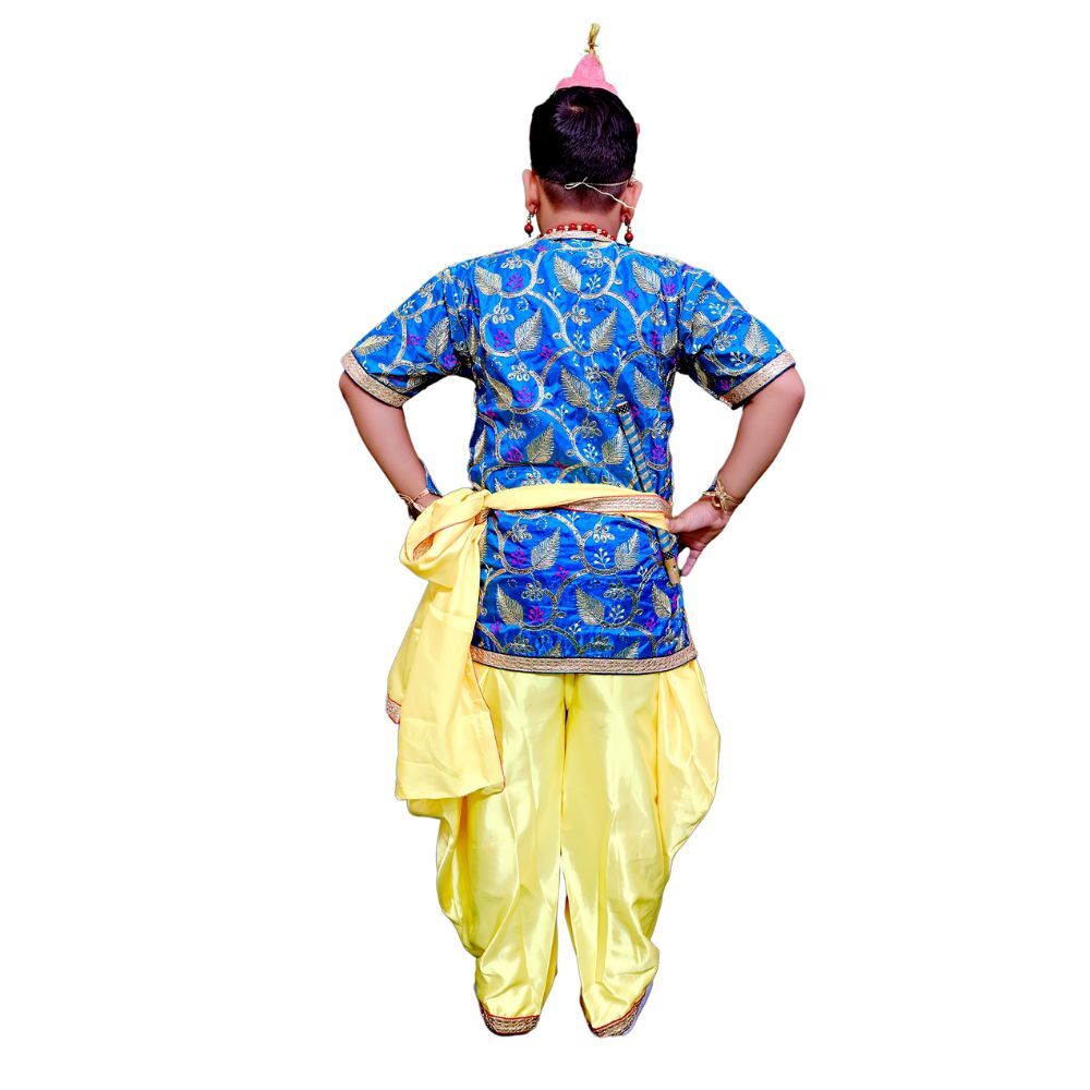 Krishna Fancy Dress Costume – Blue & Yellow Janmashtami Set