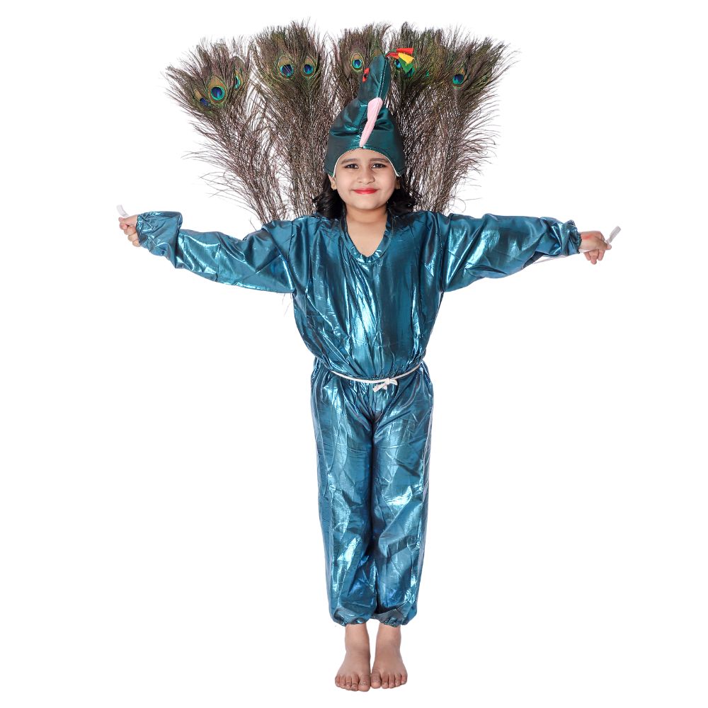 Peacock Fancy Dress Costume for Kids – Teal Green Bird Outfit for ...