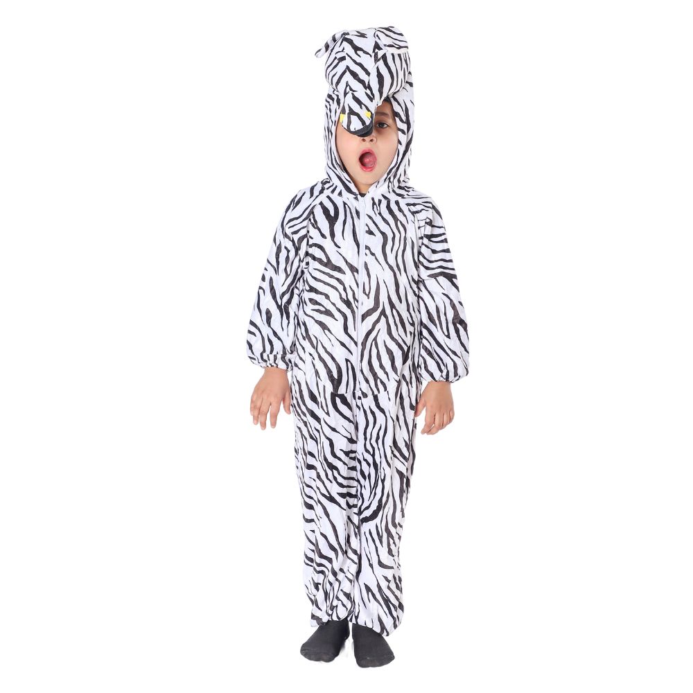 Zebra Fancy Dress Costume for Kids – Black & White Animal Jumpsuit with ...